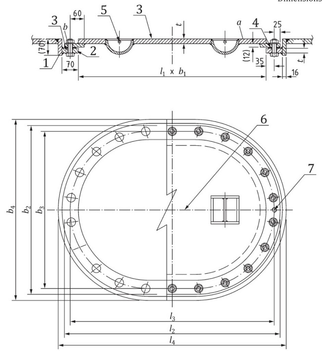 ISO 5894 Tipe CO Tersembunyi Multi Baut Manhole Cover Marine Outfitting